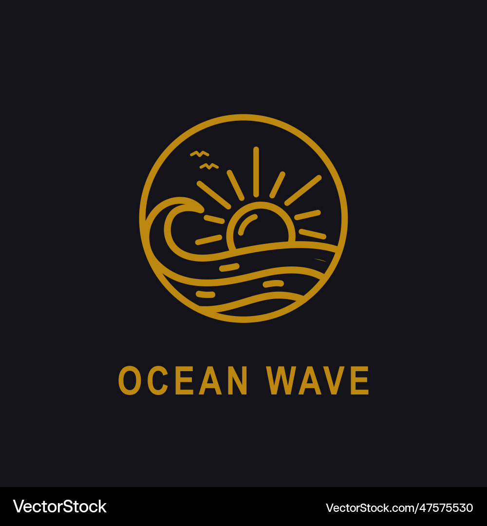 Ocean wave tropical island and palm tree logo Vector Image