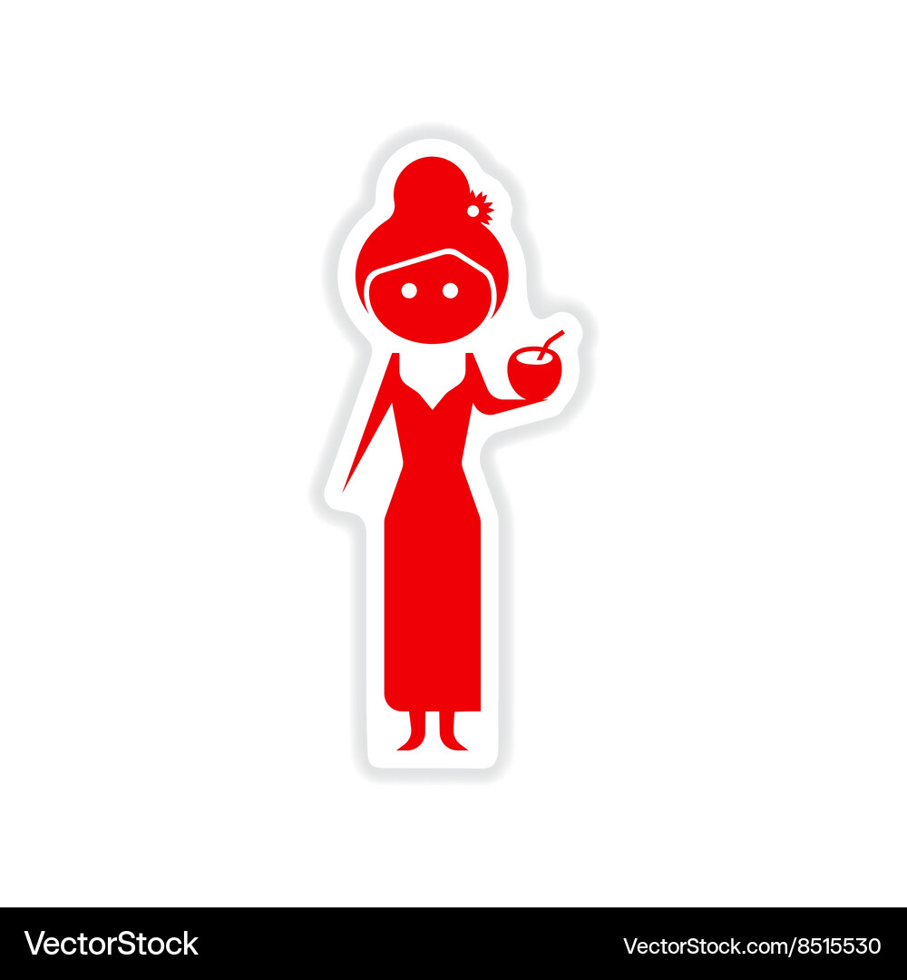Paper sticker on white background girl Royalty Free Vector