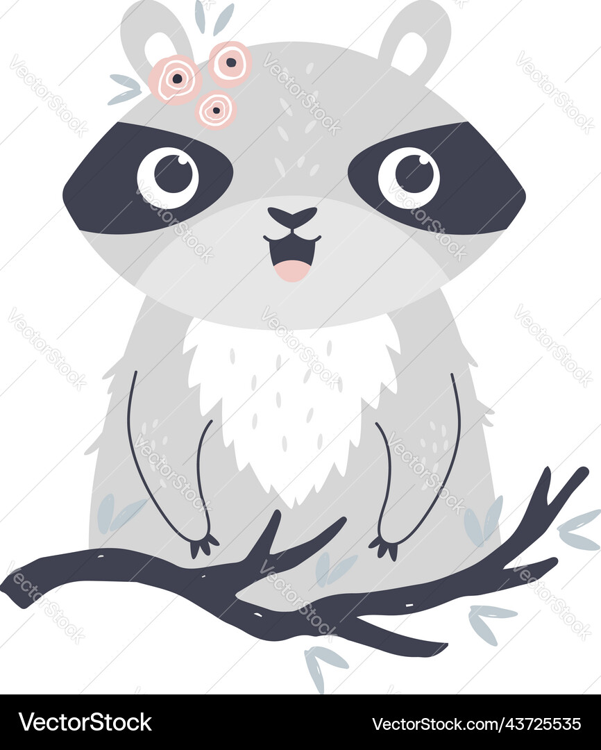 A funny raccoon cute Royalty Free Vector Image