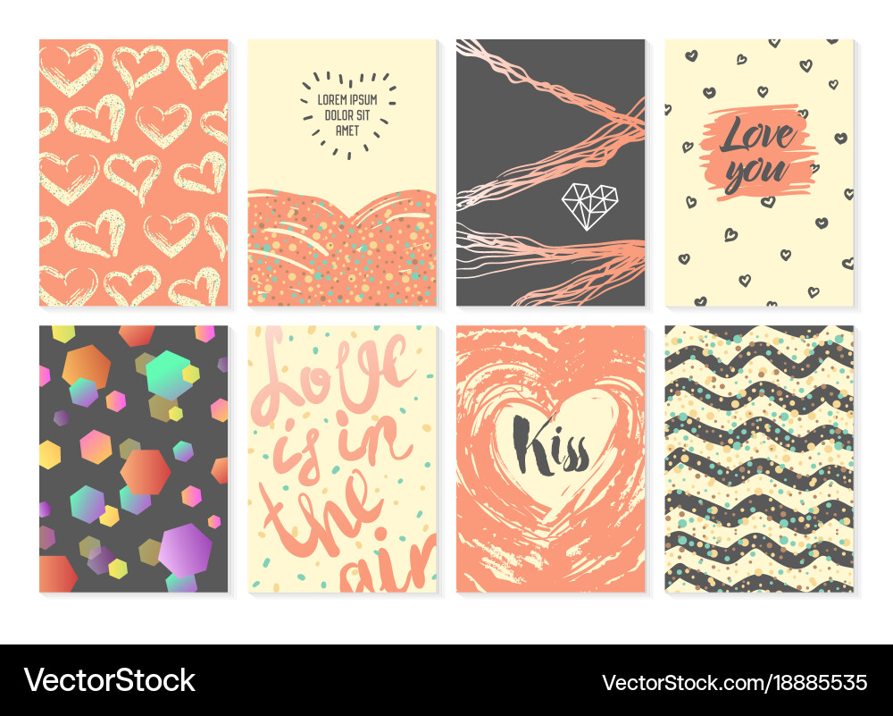 Abstract greeting cards set for valentines day Vector Image