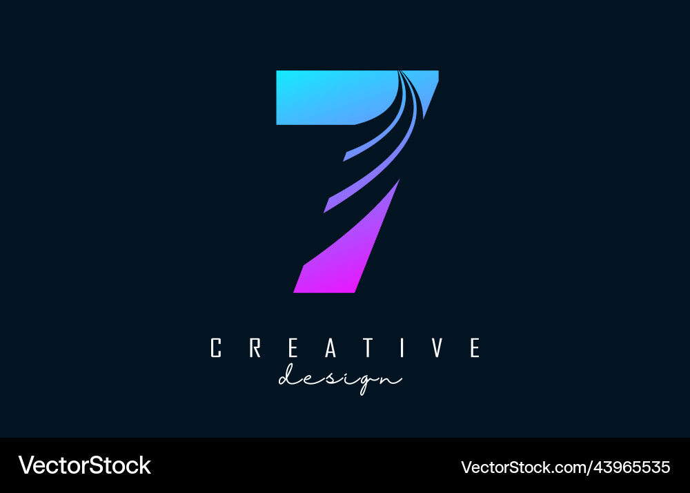Colorful creative number 7 logo with leading Vector Image