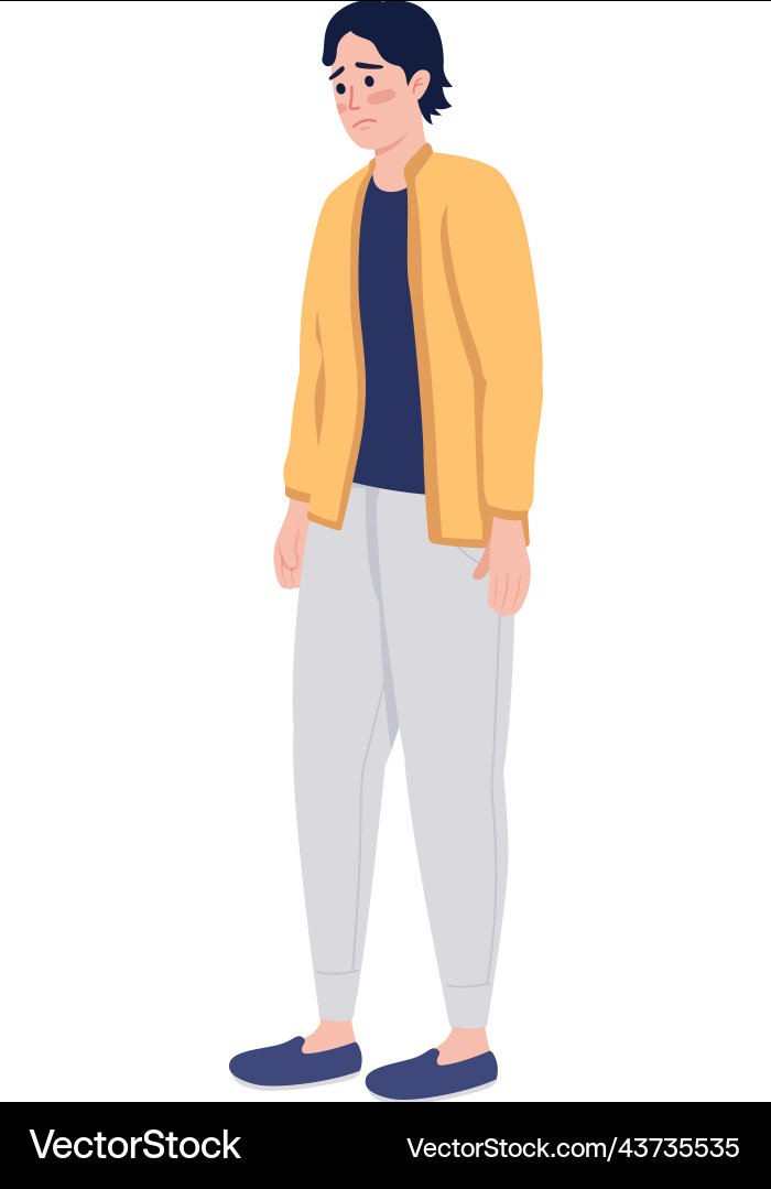 Depressed young man semi flat color character Vector Image