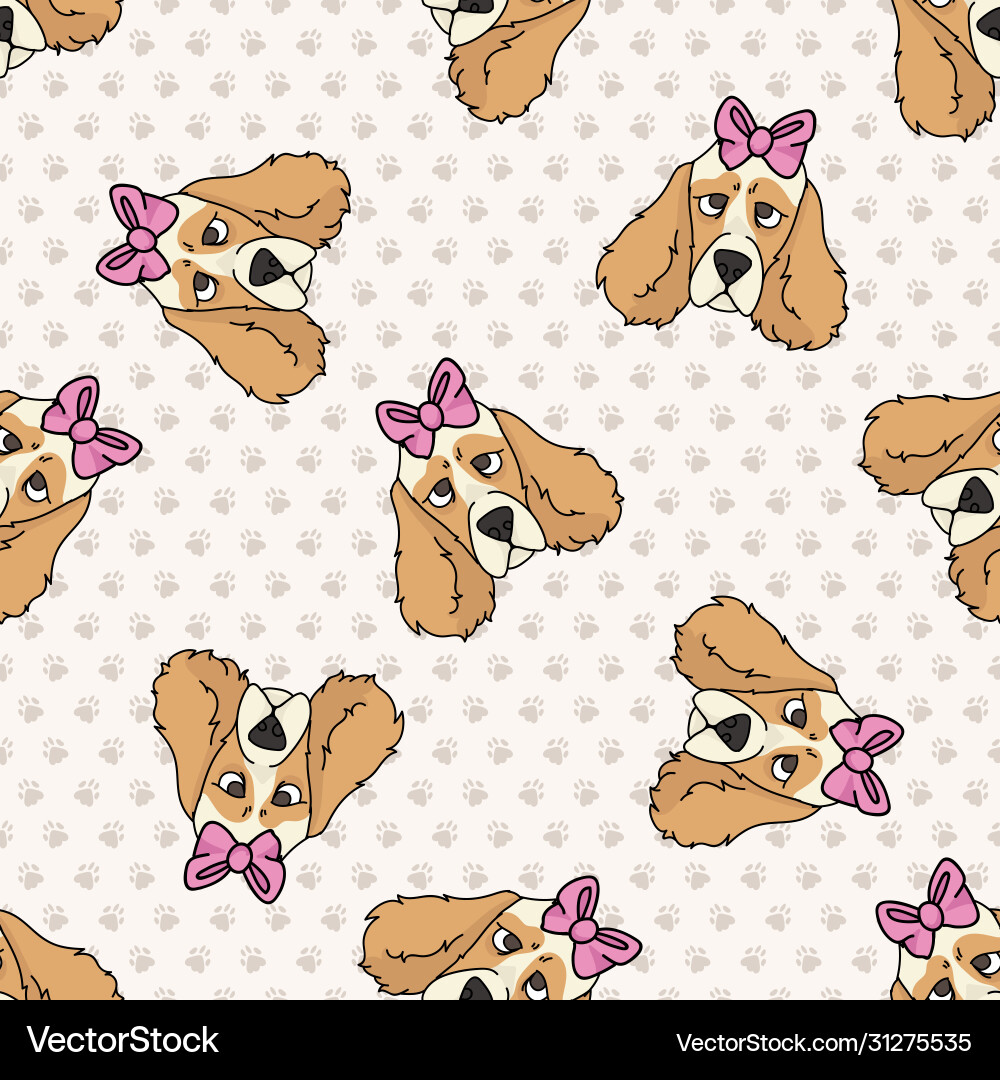 Hand drawn cute cocker spaniel dog face with pink Vector Image