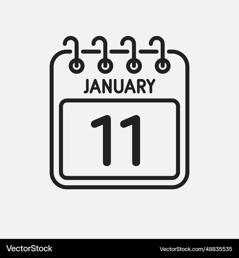 Icon page calendar day - 11 january Royalty Free Vector