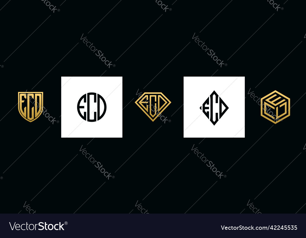 Initial letters ecd logo designs bundle Royalty Free Vector