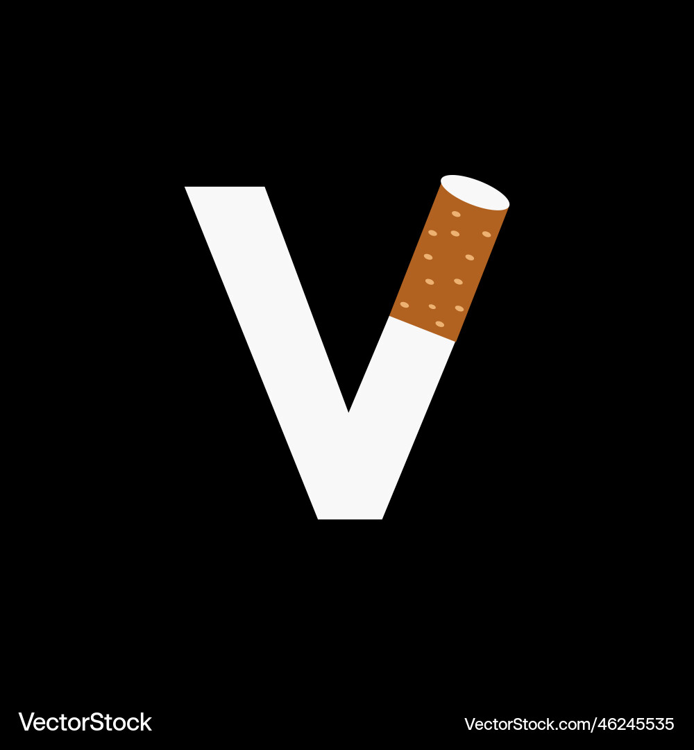 Letter v smoke logo concept with cigarette icon Vector Image