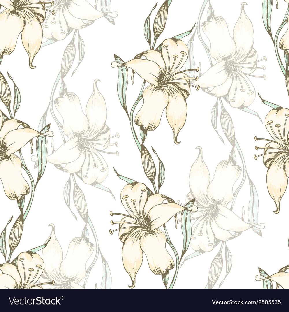 Lily seamless pattern Royalty Free Vector Image