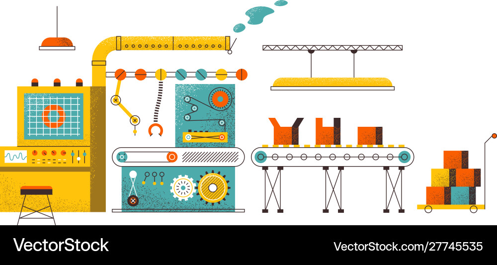 Manufacturing conveyor concept factory assembly Vector Image