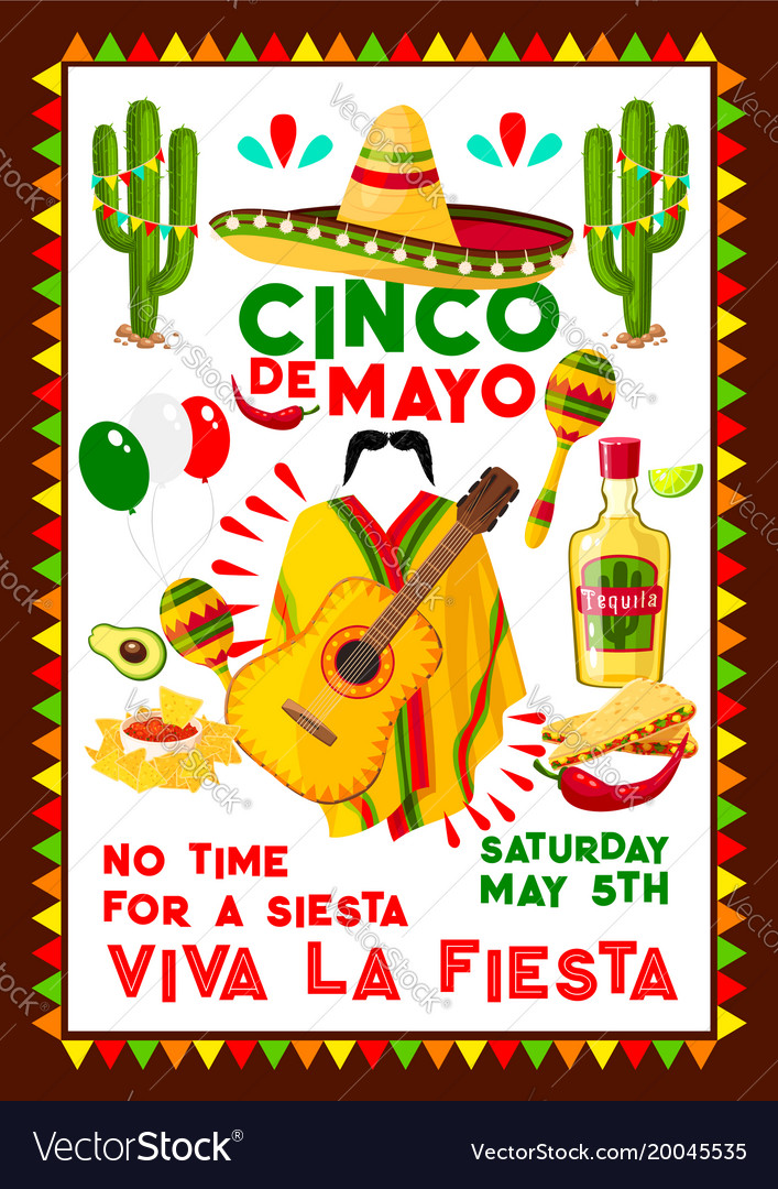 Mexican poster for cinco de mayo holiday Vector Image