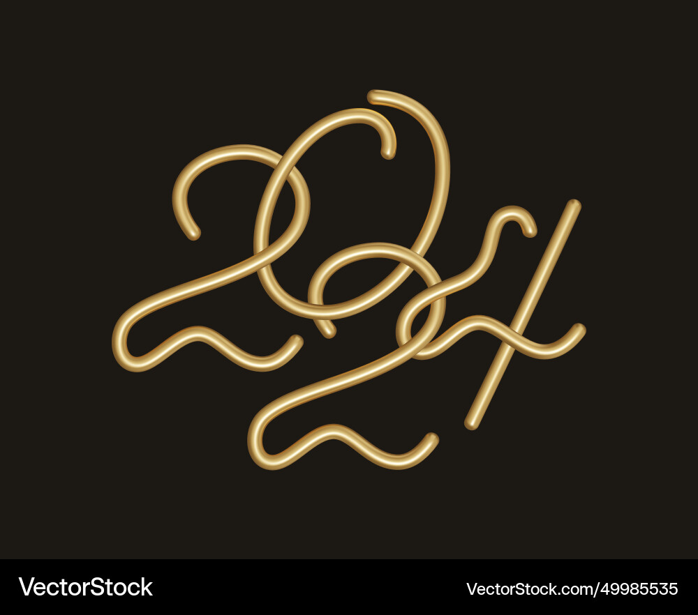New year 2024 gold number Royalty Free Vector Image