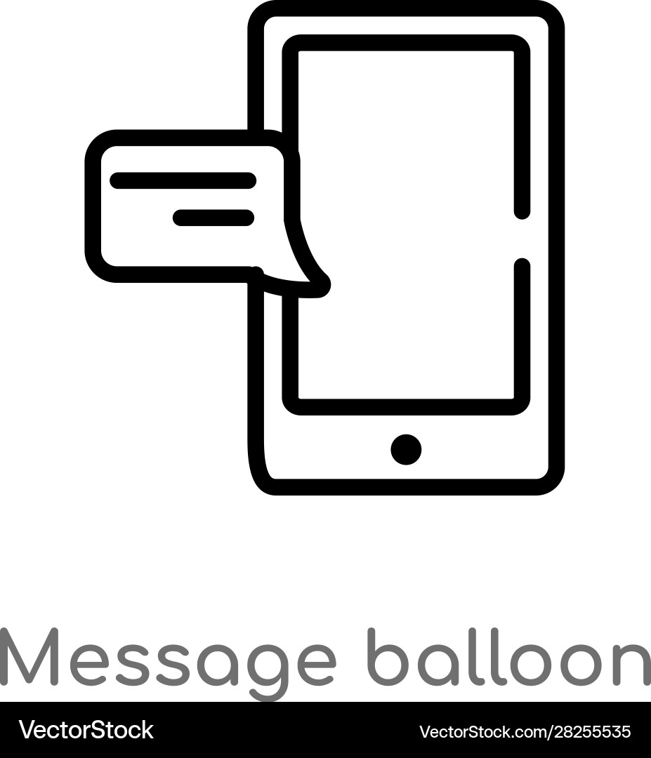 Outline message balloon icon isolated black Vector Image