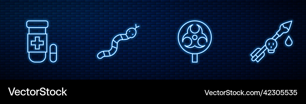 Set line biohazard symbol antidote snake Vector Image