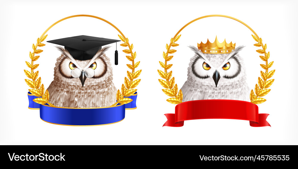 Set of two isolated emblems with images Royalty Free Vector