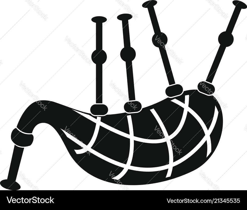 Stripped bagpipes icon simple style Royalty Free Vector