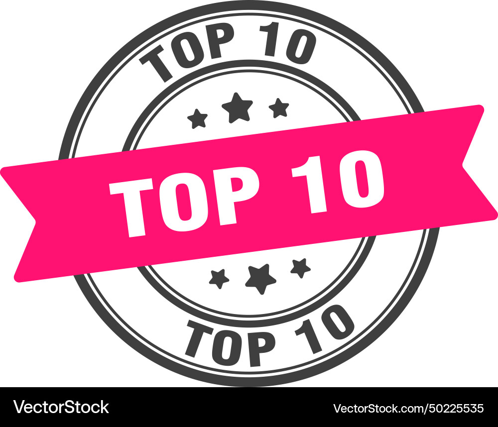 Top 10 stamp top 10 label on transparent Vector Image