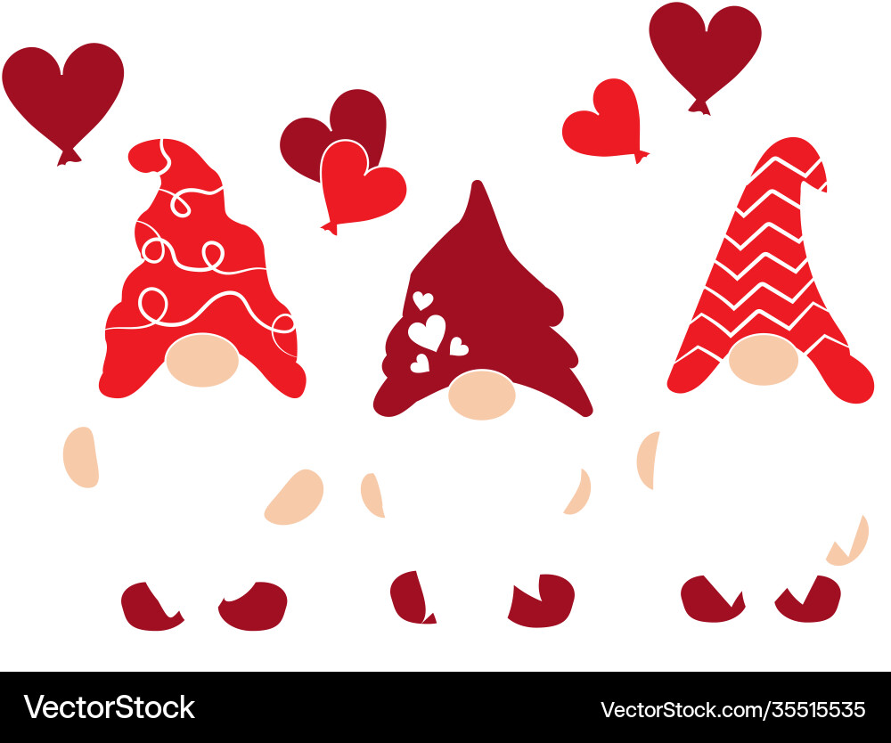 Valentines day gnomes with hearts day Royalty Free Vector