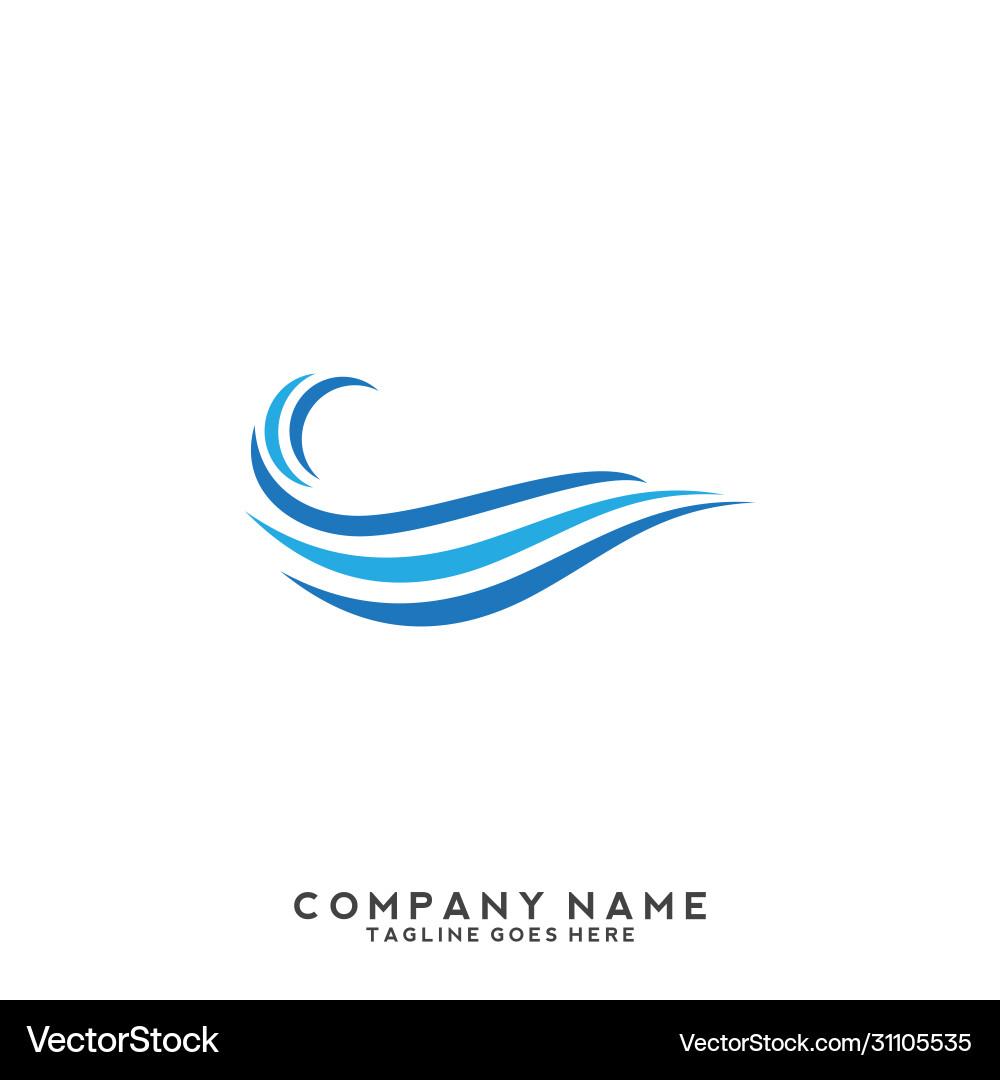 Water wave symbol and icon logo template Vector Image