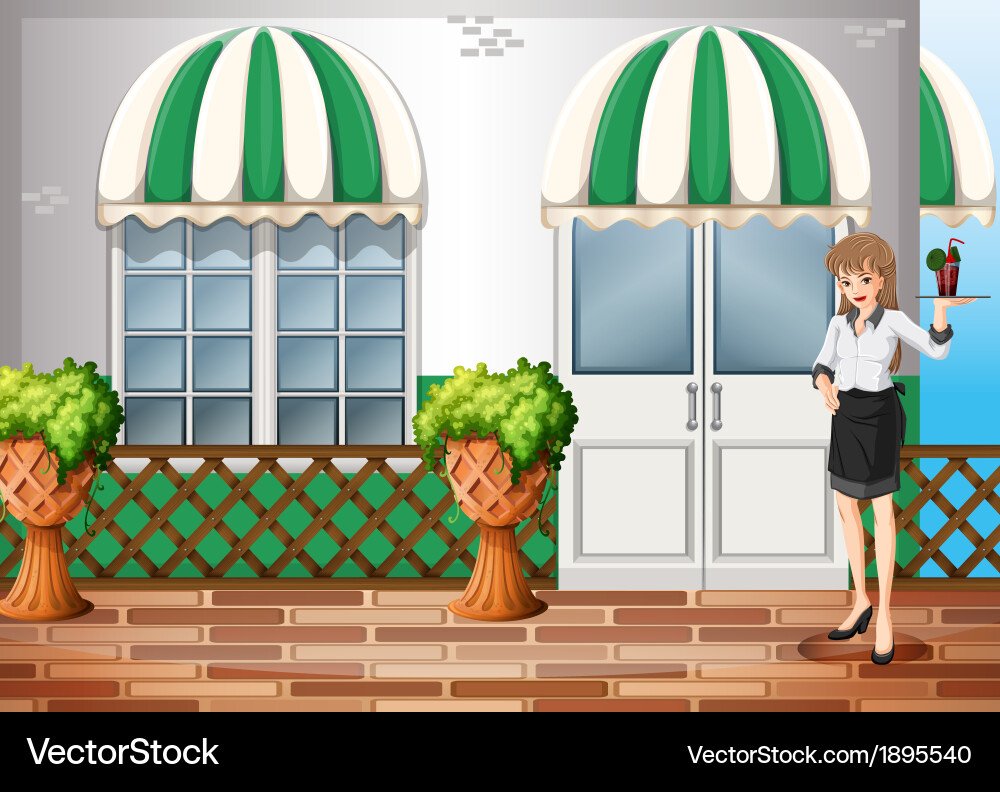 A waiting staff carrying a tray Royalty Free Vector Image