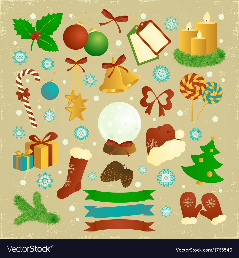 Christmas elements Royalty Free Vector Image - VectorStock