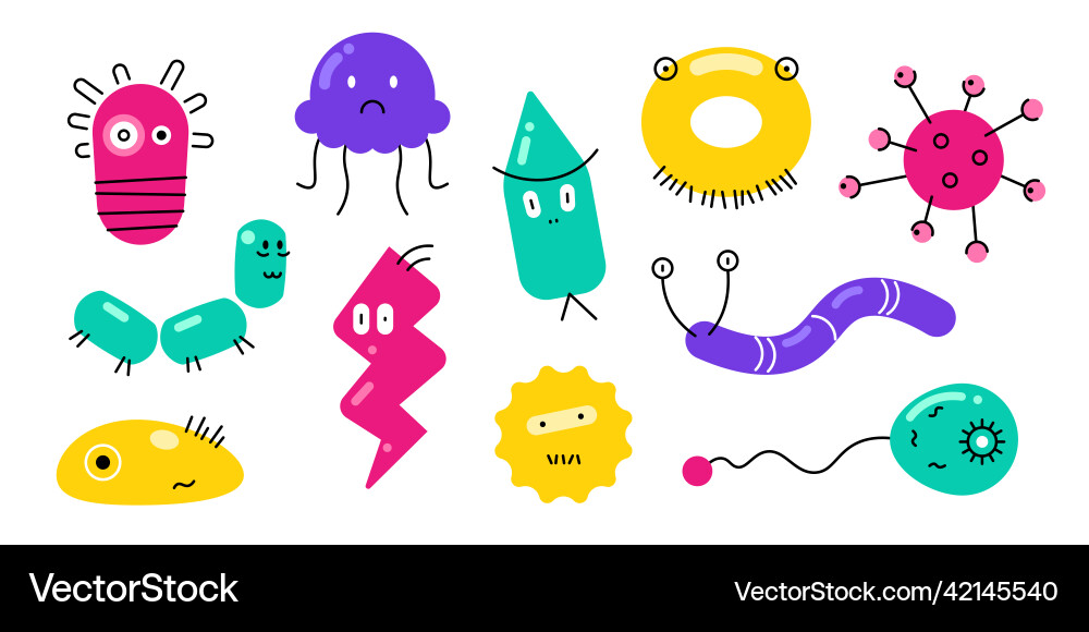 Doodle bacteria cartoon abstract geometric virus Vector Image