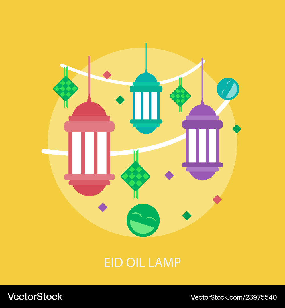 Eid oil lamp conceptual design Royalty Free Vector Image