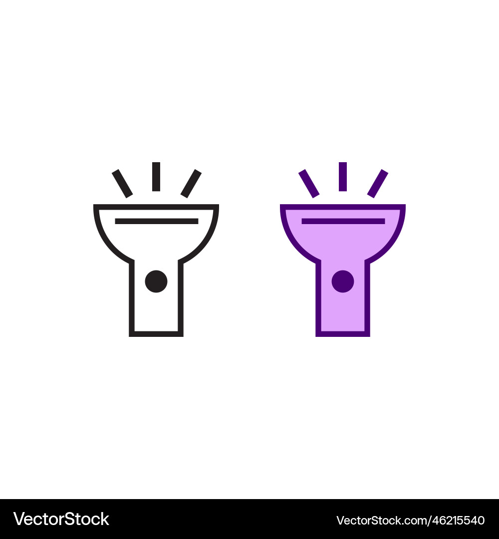 Flashlight logo icon colorful and outline Vector Image