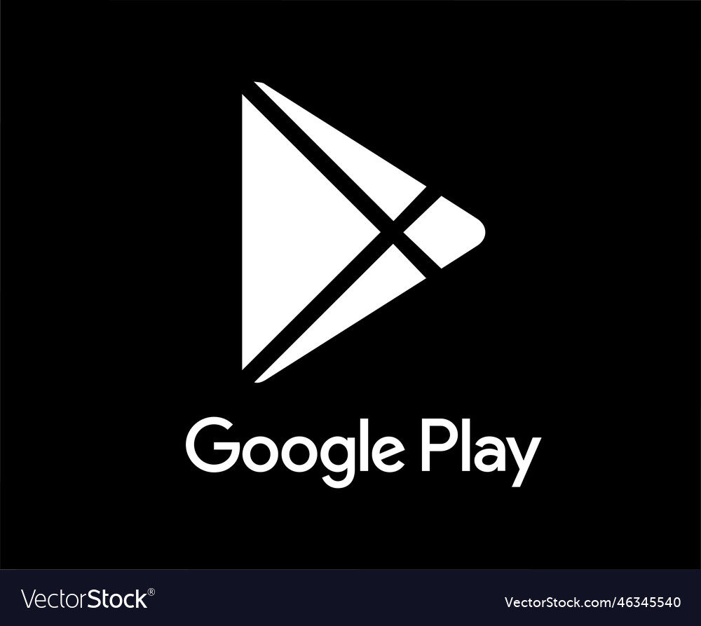 Google play brand logo symbol with name white Vector Image