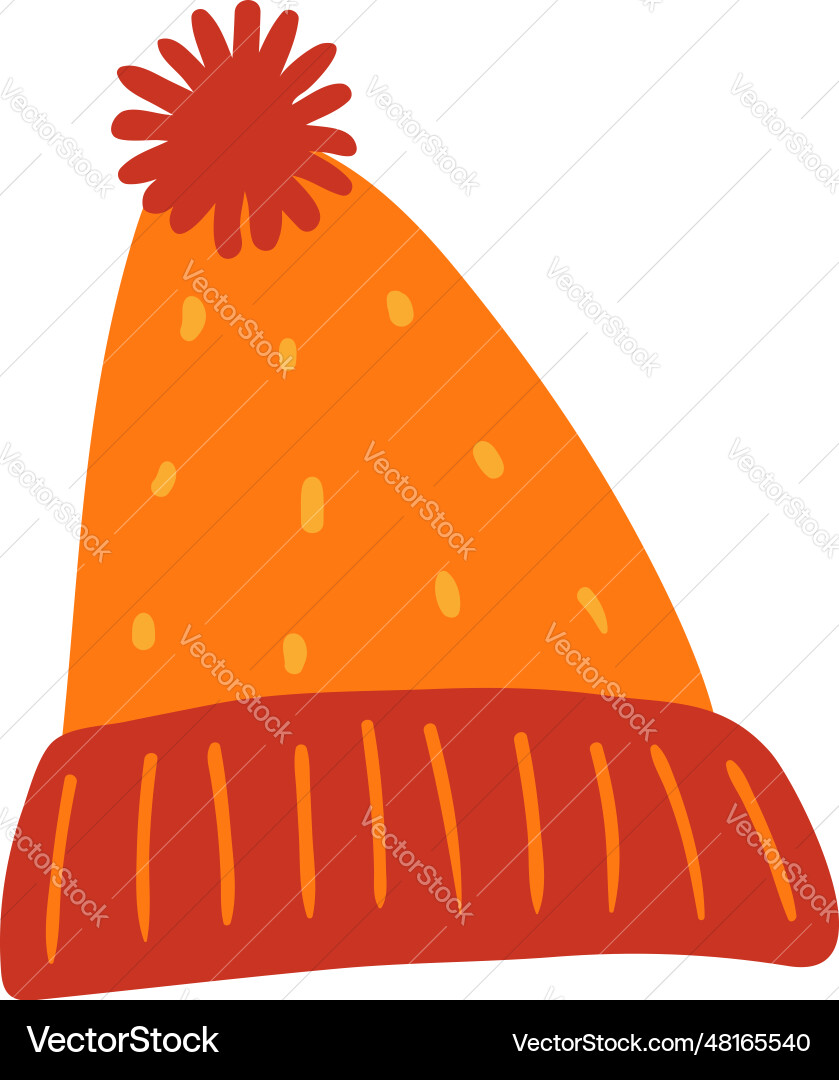 Knitted hat with bobble hand drawn cartoon Vector Image