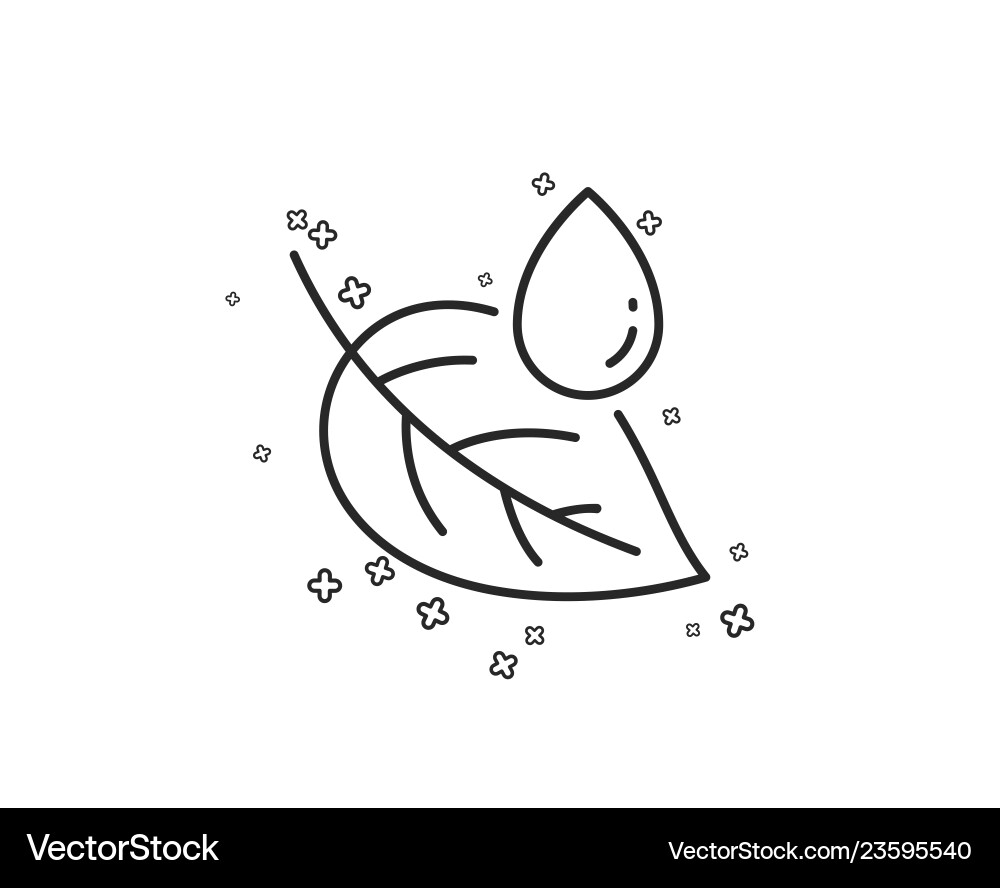 Leaf with water drop line icon nature plant dew Vector Image