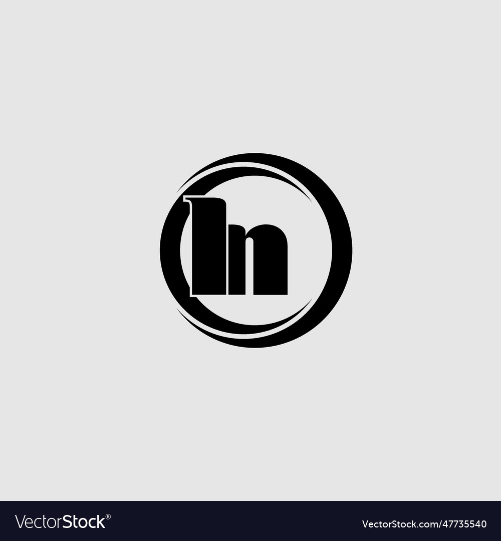 Letters ln simple circle linked line logo Vector Image