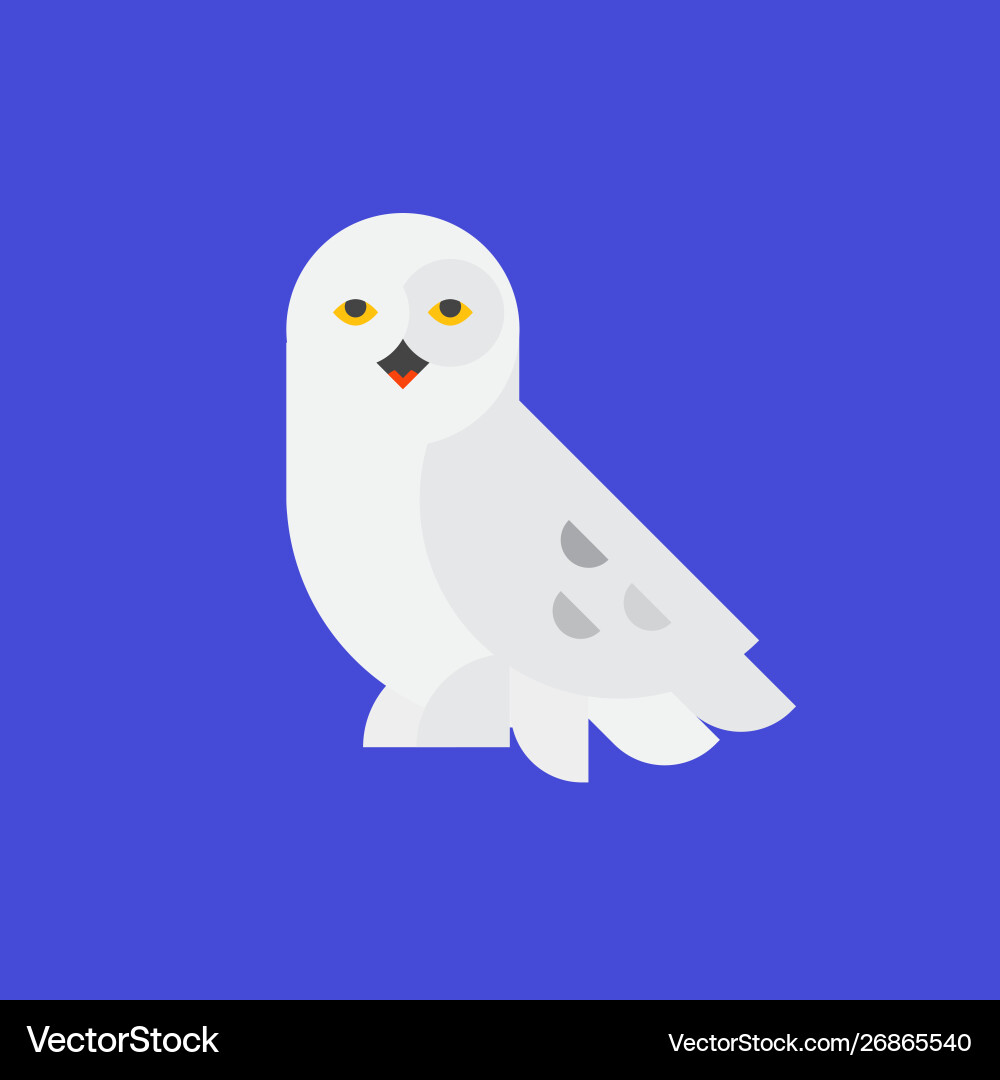 Logo white owl a polar owl icon flat Royalty Free Vector