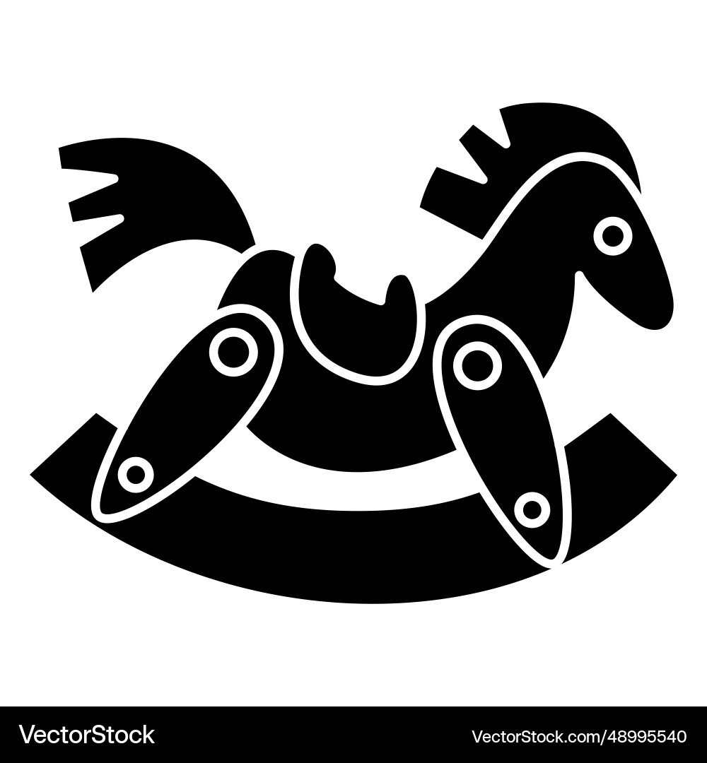 Rocking horse toy black Royalty Free Vector Image