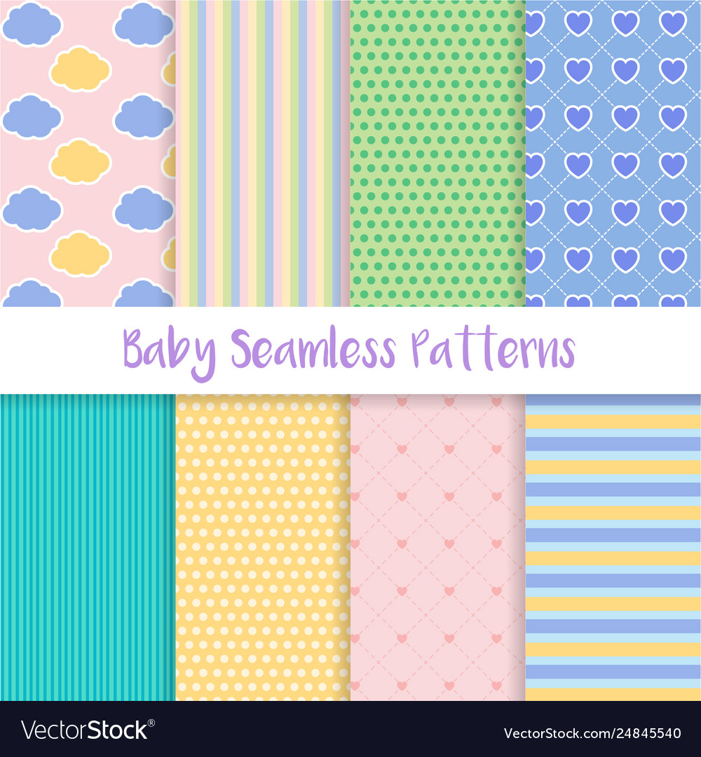 Set 8 different patterns Royalty Free Vector Image