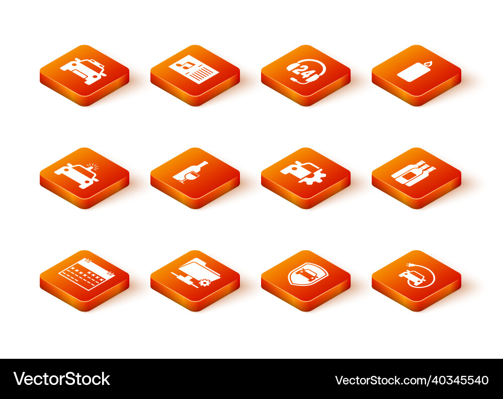 Set calendar ftp settings folder police car Vector Image