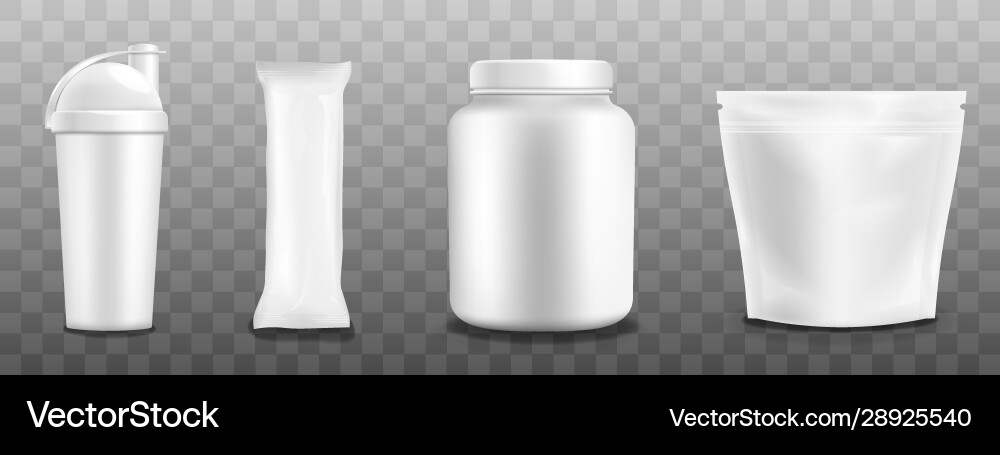 Sport protein nutrition containers realistic Vector Image