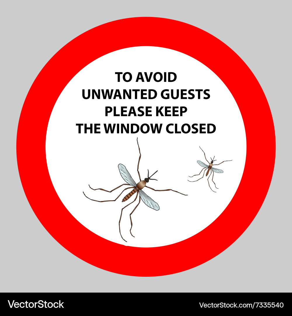 Sticker with warning sign insect icon mosquito Vector Image