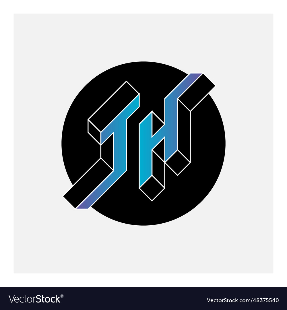 T and h - monogram or logotype isometric 3d font Vector Image T and h - monogram or logotype isometric 3d font Vector Image
