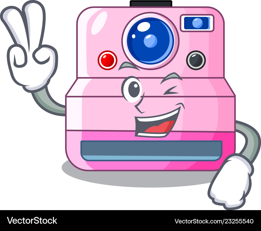 Two finger instant camera with revoke cartoon Vector Image