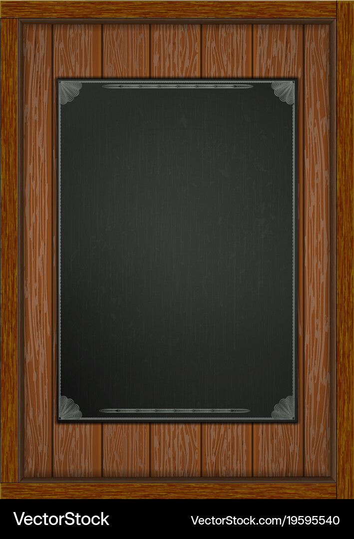 Wooden frame with boards black sheet a4 Royalty Free Vector