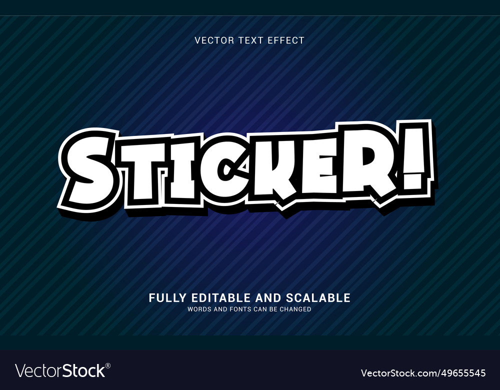 Editable text effect sticker style Royalty Free Vector Image