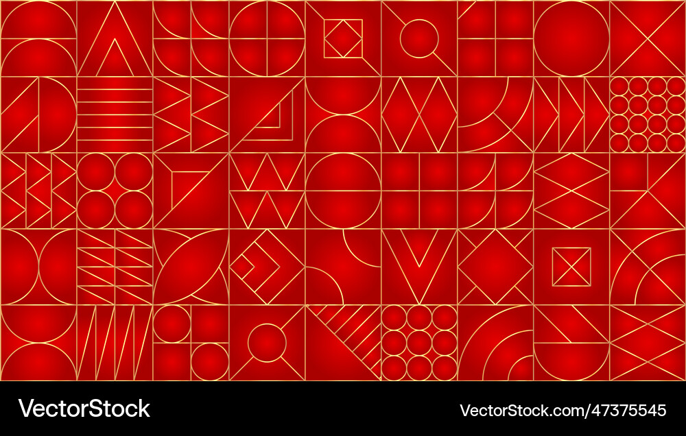 Gold red luxury abstract geometry invitation card Vector Image