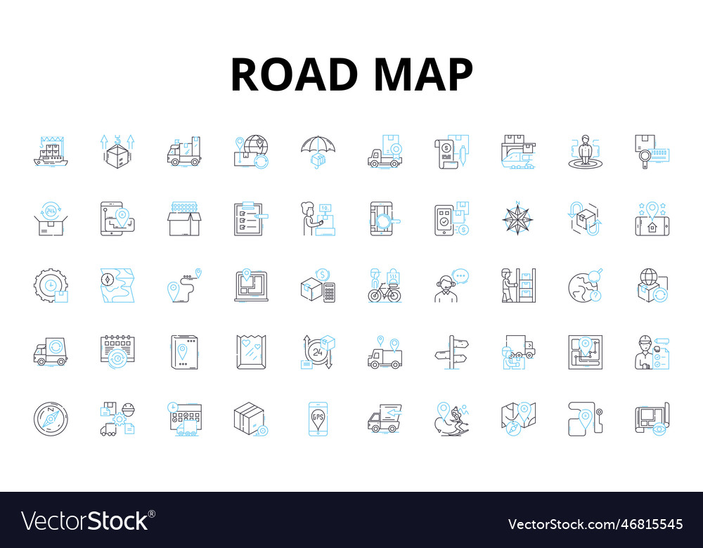 Road map linear icons set navigation directions Vector Image Road map linear icons set navigation directions Vector Image