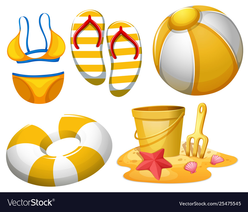 Set beach objects Royalty Free Vector Image - VectorStock