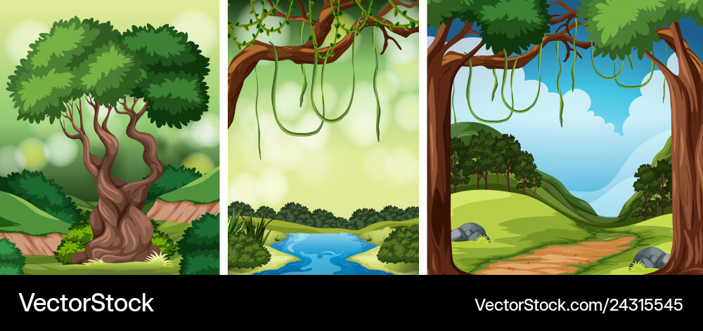 Set of nature landscape Royalty Free Vector Image