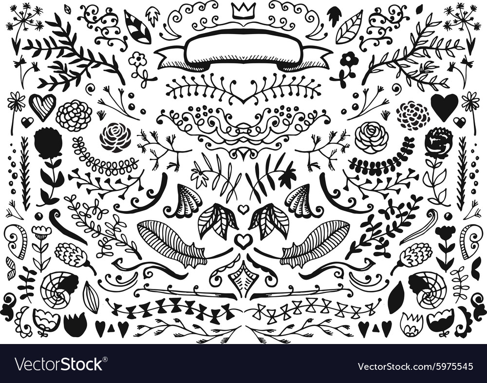 Sketch elements set Royalty Free Vector Image - VectorStock