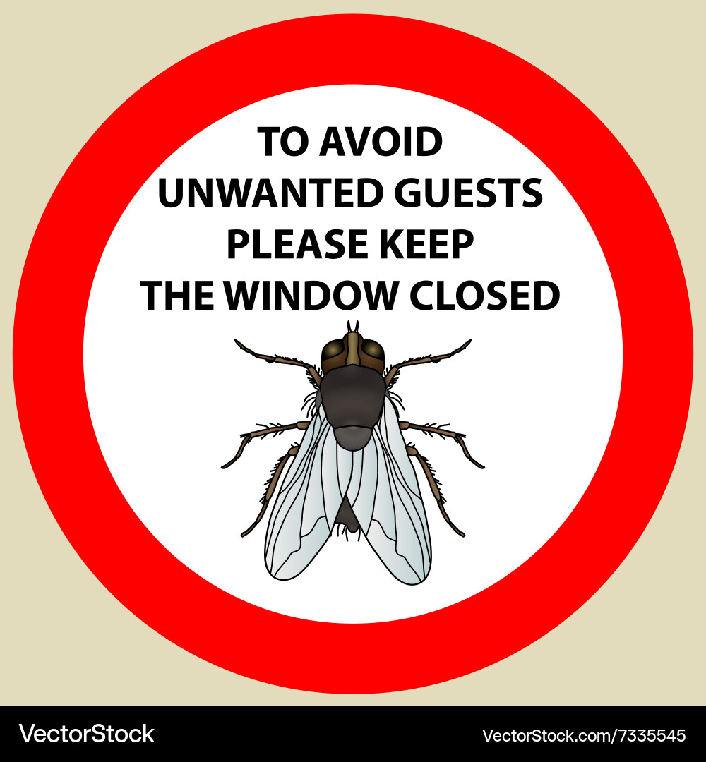 Sticker with warning sign insect fly icon fly Vector Image