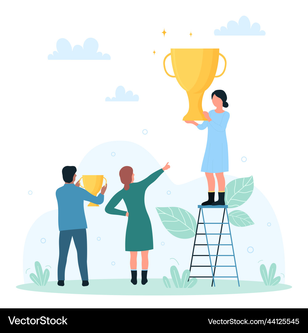 Victory celebration with trophy for champion Vector Image