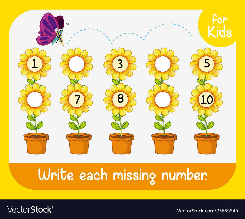 Write Missing Number Worksheet Royalty Free Vector Image
