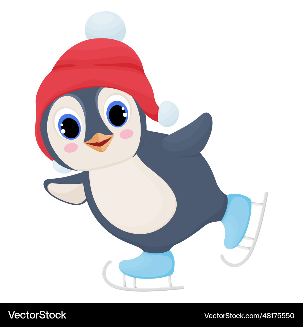 Cheerful penguin who spends winter Royalty Free Vector Image