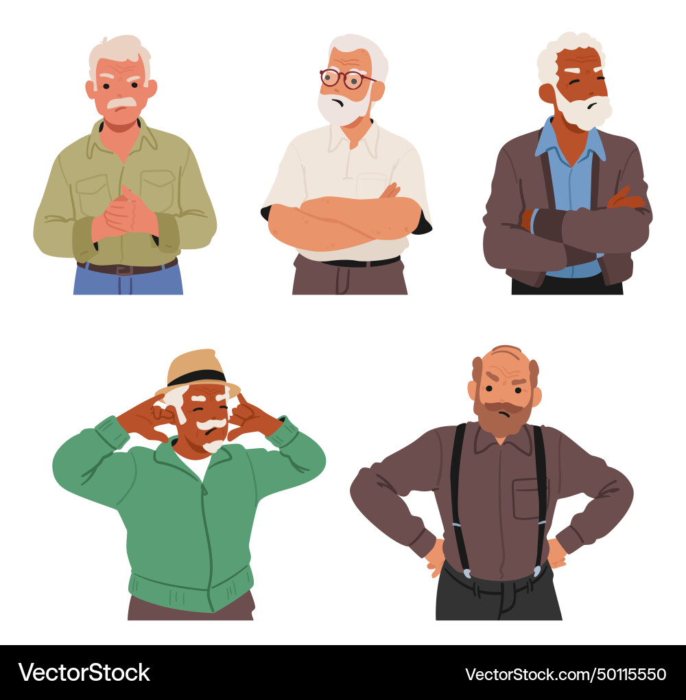 Elderly men dismayed and hurt express offense Vector Image